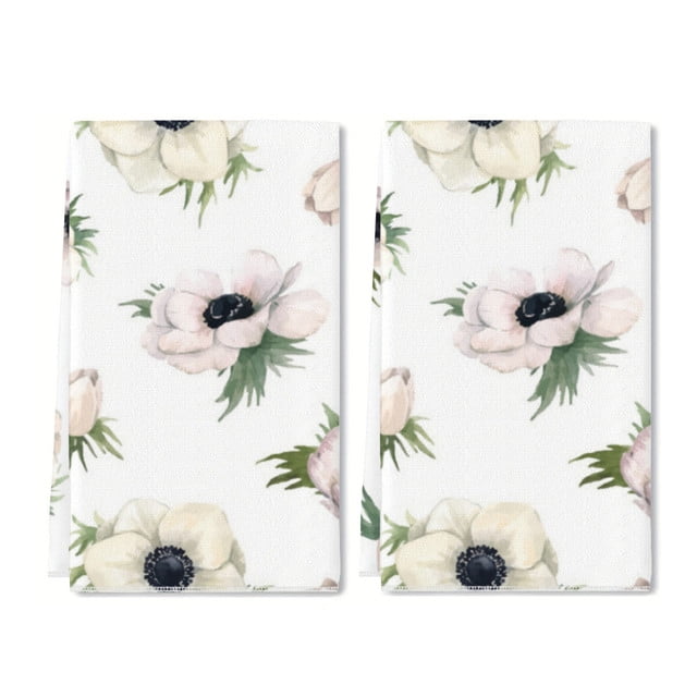 Eveokoki 2 Pcs Flower Spring Kitchen Towels Beautiful Watercolor Floral ...