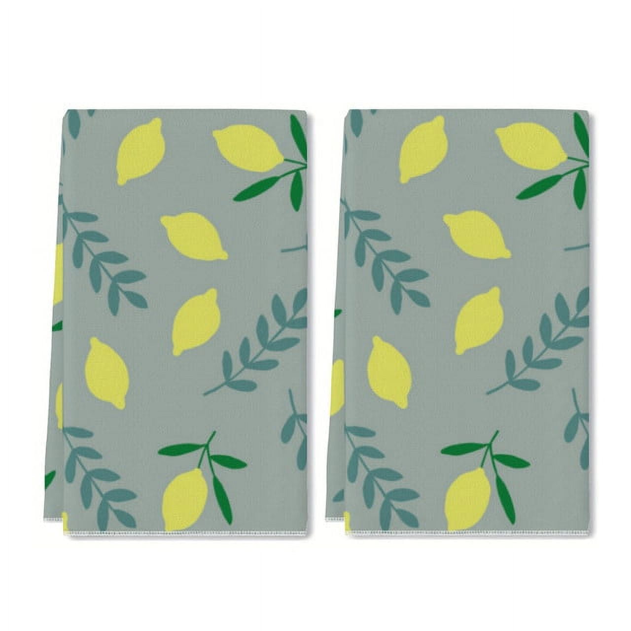 Eveokoki 2 Pcs Kitchen Towels Lemons And Leaves Dish Towel Fruit Hand ...