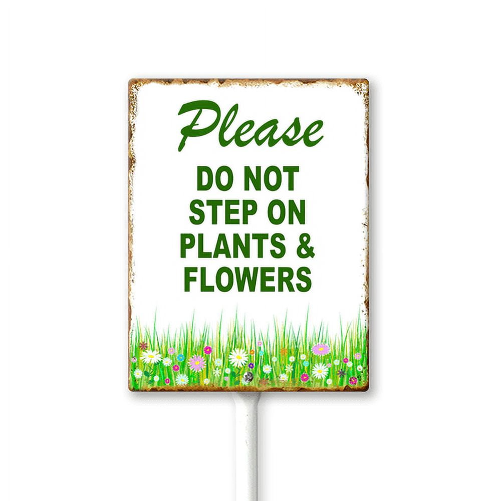 Eveokoki 4.6x6 Inch Please Do Not Step On Plants & Flowers Aluminum ...