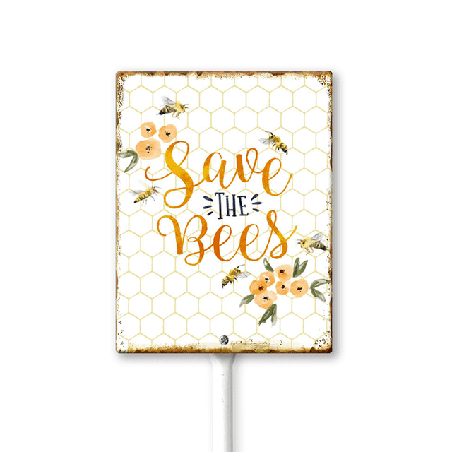 Eveokoki 4.6x6 Inches Save The Bees Yard Sign with Stakes Spring Lawn ...
