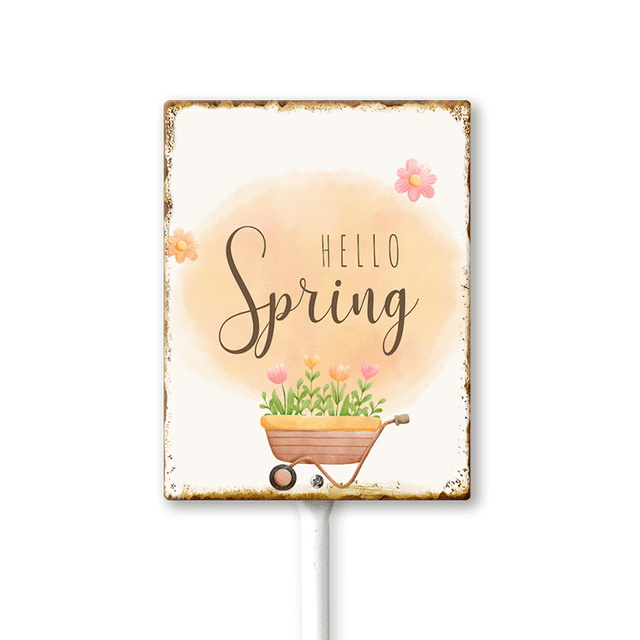 Eveokoki 7x8.8 Inches Hello Spring Yard Sign with Stakes Spring Lawn ...