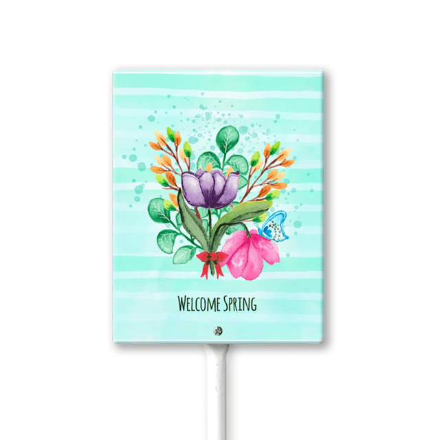 Eveokoki 7x8.8 Inches Welcome Spring Yard Sign with Stakes Spring Lawn ...