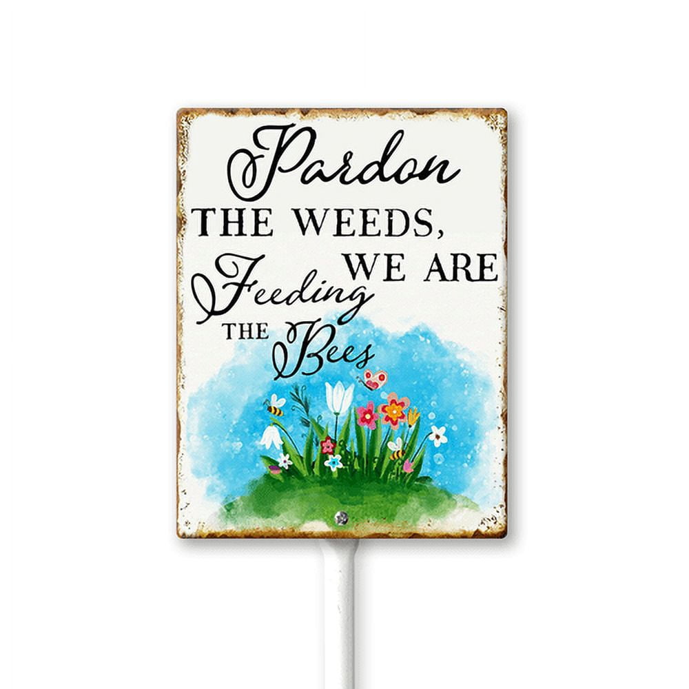 Eveokoki 8x12 Inch Pardon The Weeds,We Are Feeding The Bees Aluminum ...