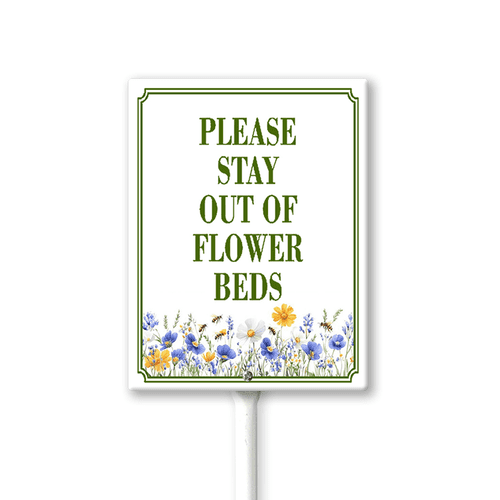 Eveokoki 8x12 Inch Please Stay Out Of Flower Beds Aluminum Lawn Sign ...