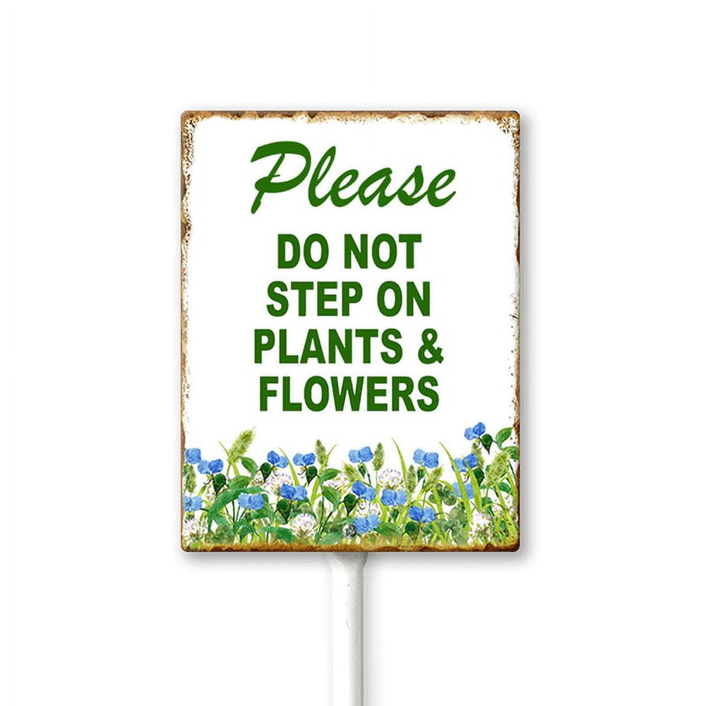 Eveokoki 8x12 Inch Please Do Not Step On Plants & Flowers Aluminum Lawn ...