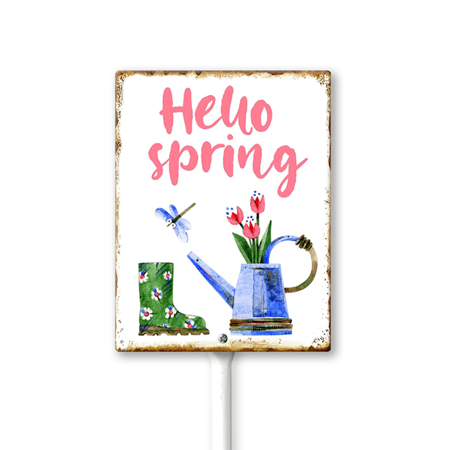 Eveokoki 8x12 Inches Hello Spring Yard Sign with Stakes Spring Lawn ...
