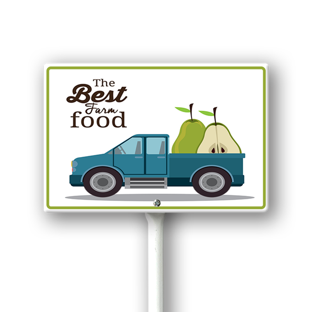 Eveokoki Aluminum Garden Sign With Stake The Best Farm Food (12 x 8 inch) Rust Plug Weatherproof ...