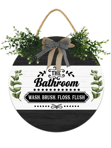 Eveokoki The Bathroom Was Brush Floss Flush Sign For Bathroom Door ...