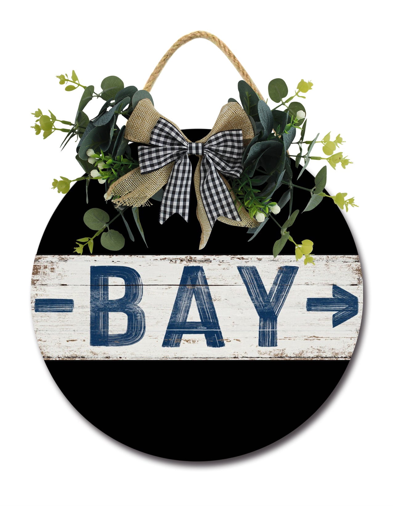 Eveokoki Bay Front Door Sign Funny Wreaths Hanging Wooden Plaque ...