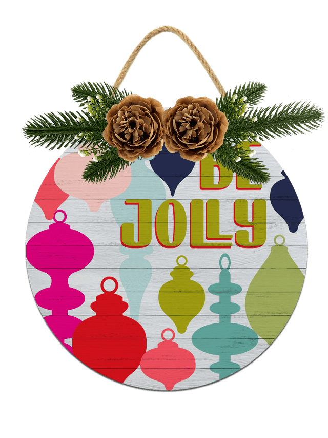 Eveokoki Be Jolly Decorations Wreath, Wooden Hanging Sign Rustic Wooden ...