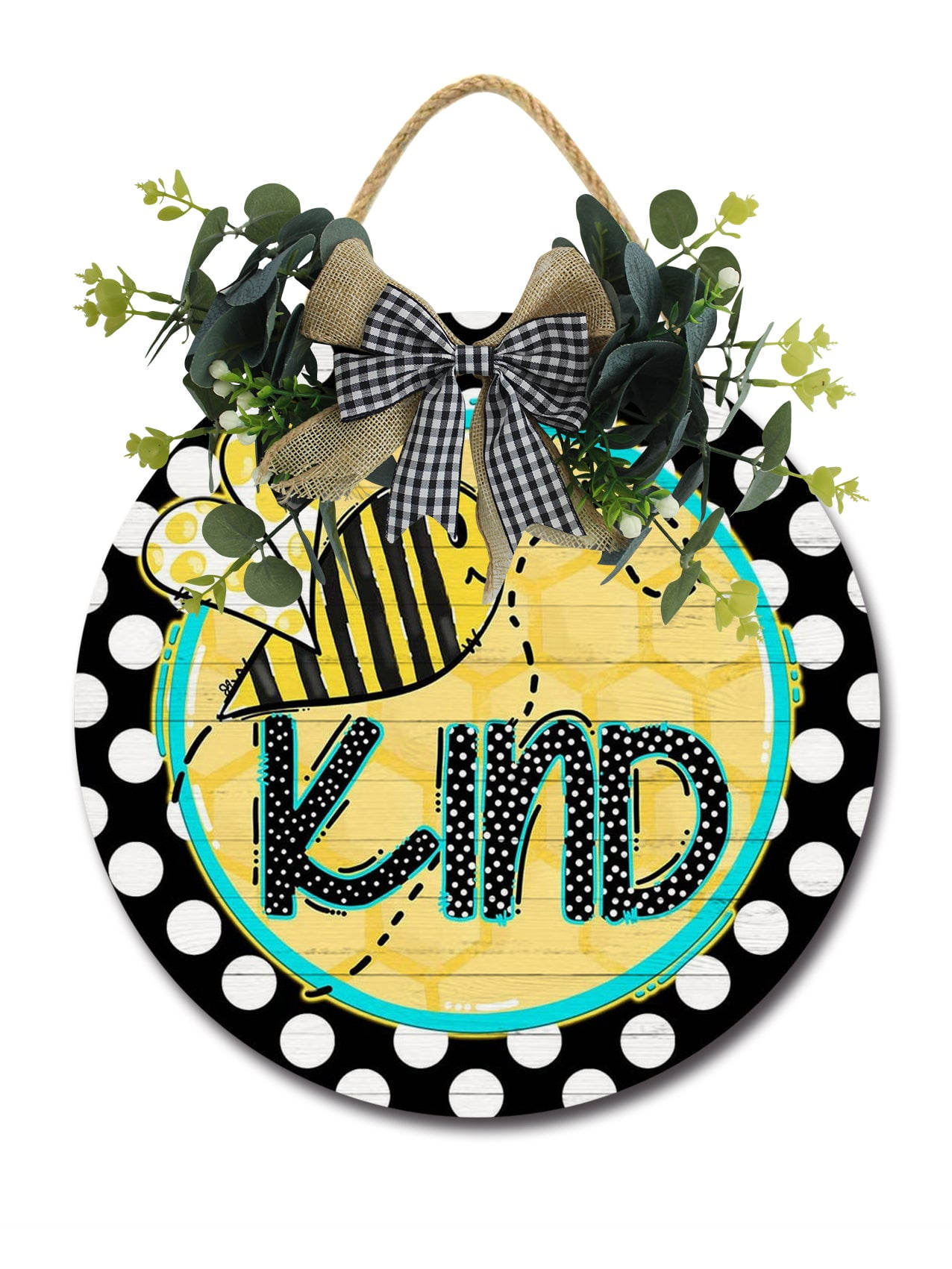 Eveokoki Be Kind Front Door Sign Funny Wreaths Hanging Wooden Plaque ...