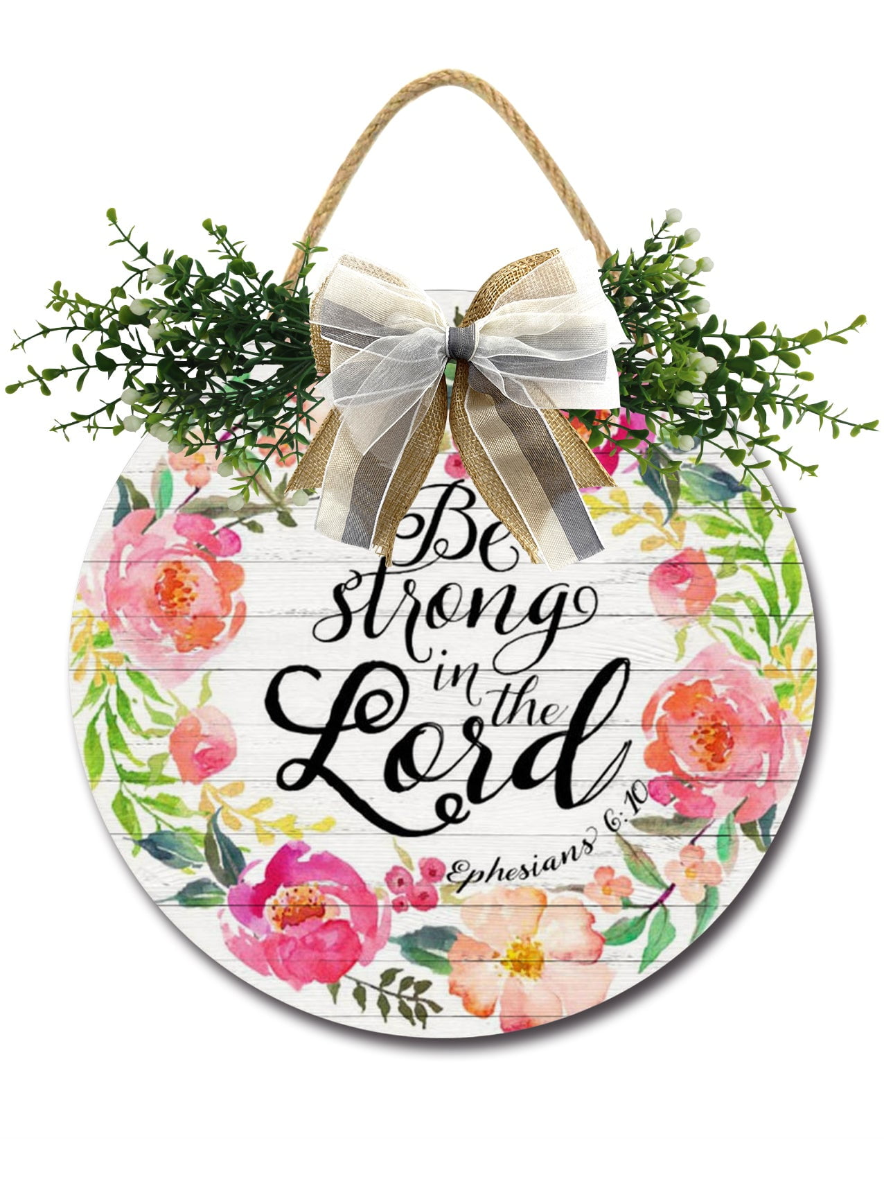Eveokoki Be Strong In The Lord Front Door Sign Funny Wreaths Hanging ...