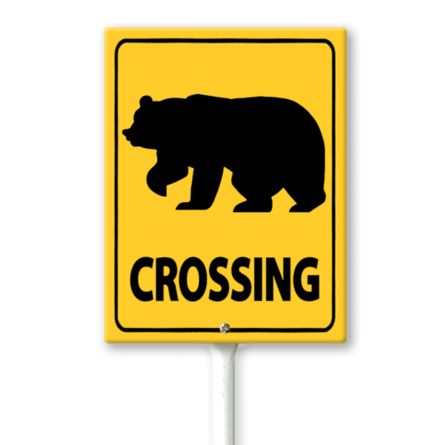 Eveokoki Bear Crossing Sign with Metal Stake -8x12inch Lawn Sign Sturdy ...