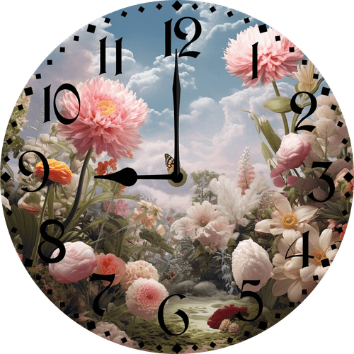Eveokoki Beautiful Floral Wall Clock 12 Inch Silent Battery Operated ...