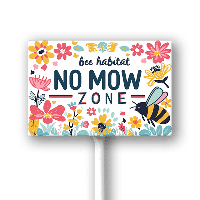 Eveokoki Bee Habitat No Mow Zone Sign with Metal Stake 8 x 12 Inches No ...