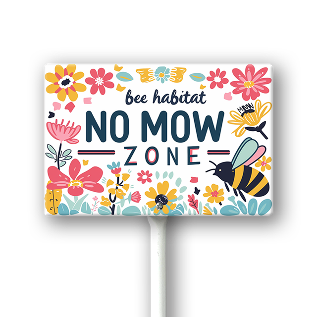 Eveokoki Bee Habitat No Mow Zone Sign with Metal Stake 8 x 12 Inches No ...