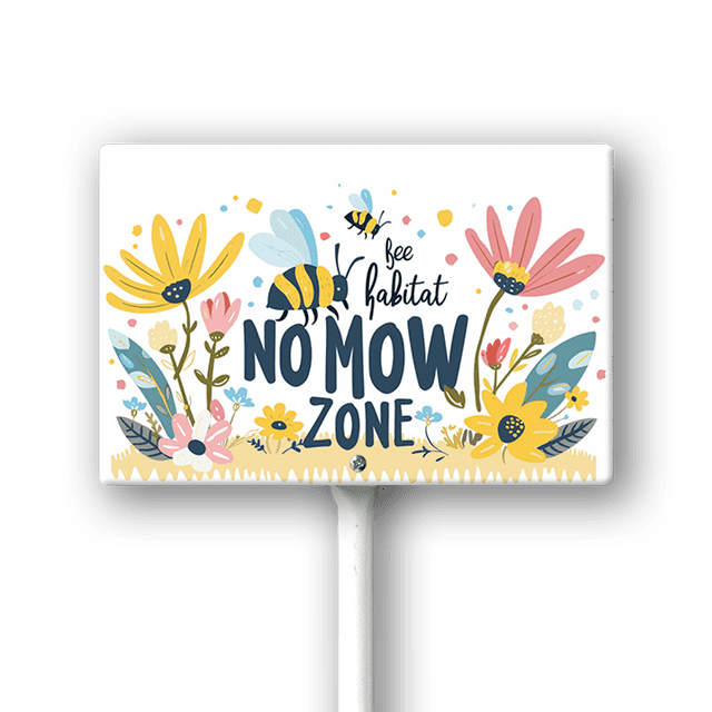 Eveokoki Bee Habitat No Mow Zone Sign with Metal Stake 8 x 12 Inches No ...