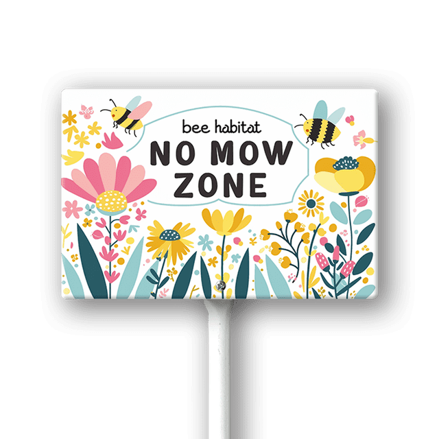 Eveokoki Bee Habitat No Mow Zone Sign with Metal Stake 8 x 12 Inches No ...