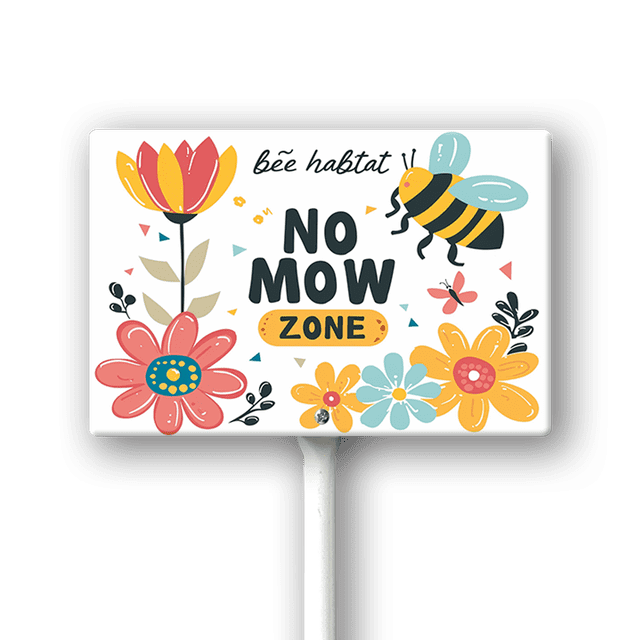 Eveokoki Bee Habitat No Mow Zone Sign with Metal Stake 8 x 12 Inches No ...