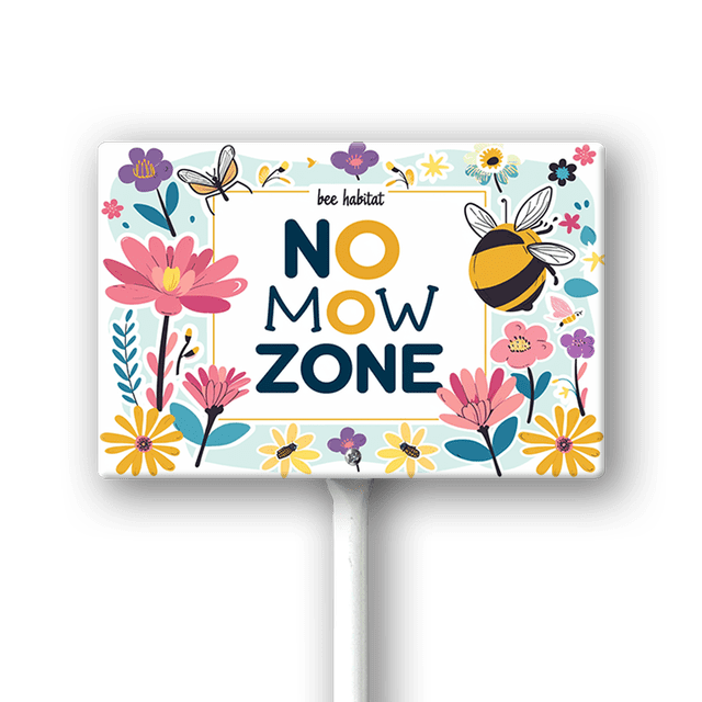 Eveokoki Bee Habitat No Mow Zone Sign with Metal Stake 8 x 12 Inches No ...