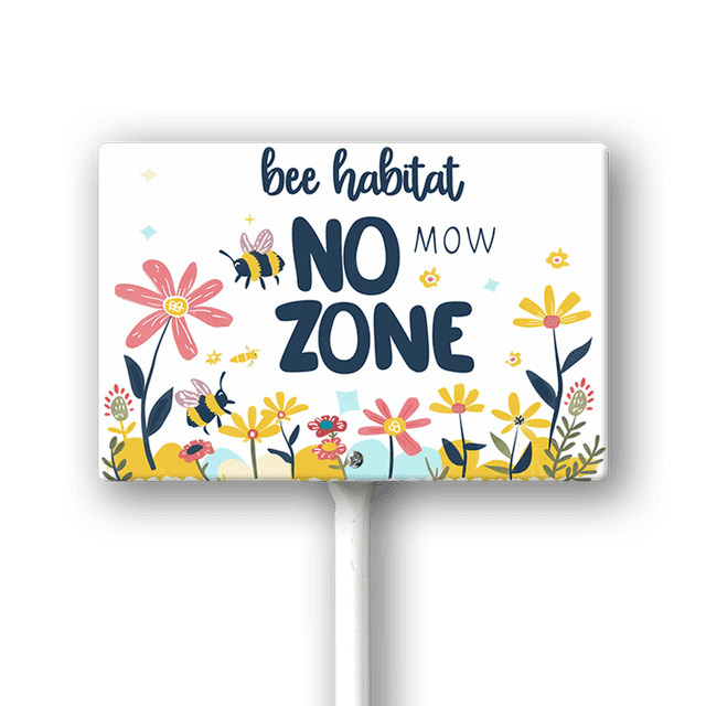 Eveokoki Bee Habitat No Mow Zone Sign with Metal Stake 8 x 12 Inches No ...