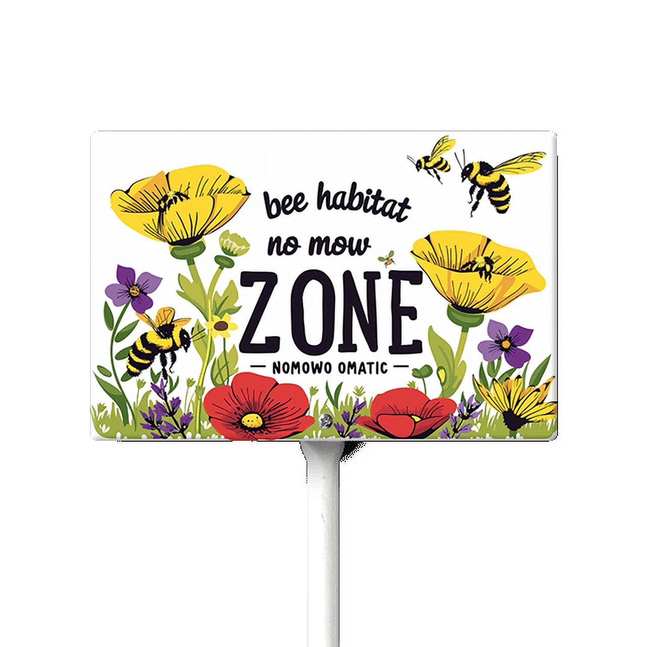 Eveokoki Bee Habitat No Mow Zone Sign with Metal Stake 8 x 12 Inches No ...