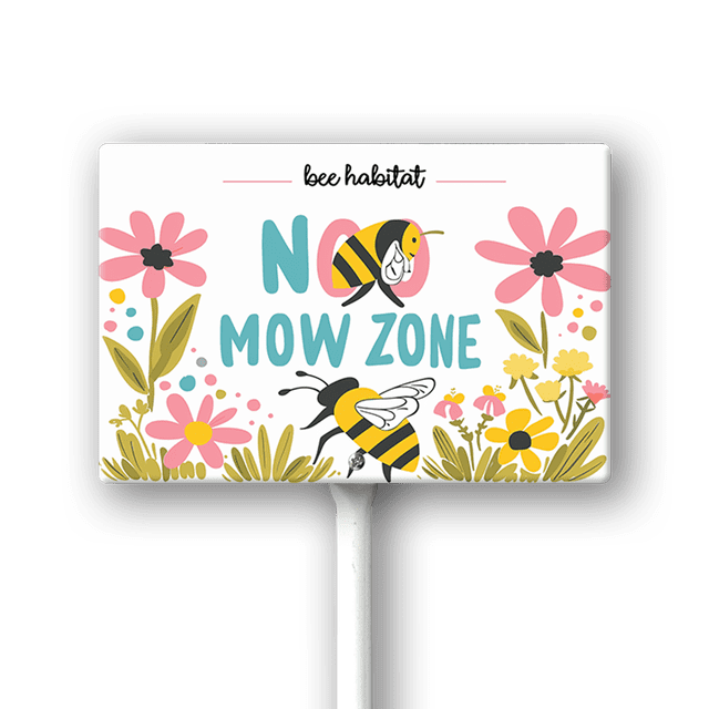 Eveokoki Bee Habitat No Mow Zone Sign with Metal Stake 8 x 12 Inches No ...