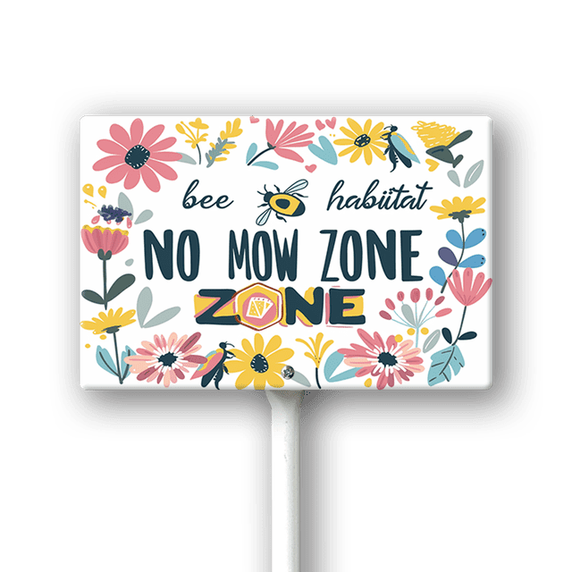 Eveokoki Bee Habitat No Mow Zone Sign with Metal Stake 8 x 12 Inches No ...