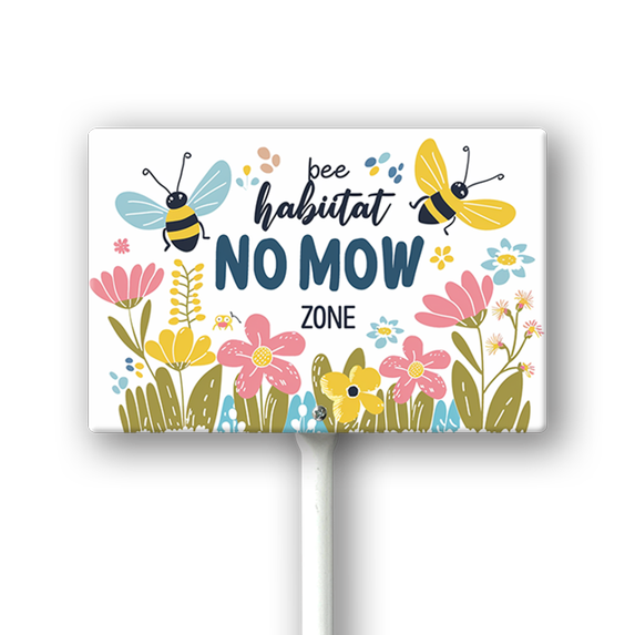 Eveokoki Bee Habitat No Mow Zone Sign with Metal Stake 8 x 12 Inches No ...
