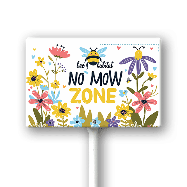 Eveokoki Bee Habitat No Mow Zone Sign with Metal Stake 8 x 12 Inches No ...