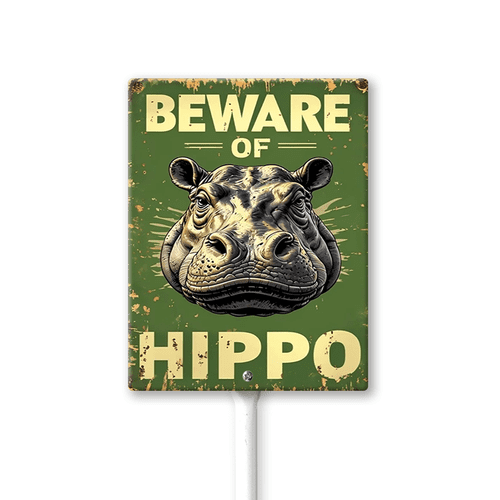 Eveokoki Beware of Hippo Yard Sign with Metal Stake 8x12inch Rustproof ...