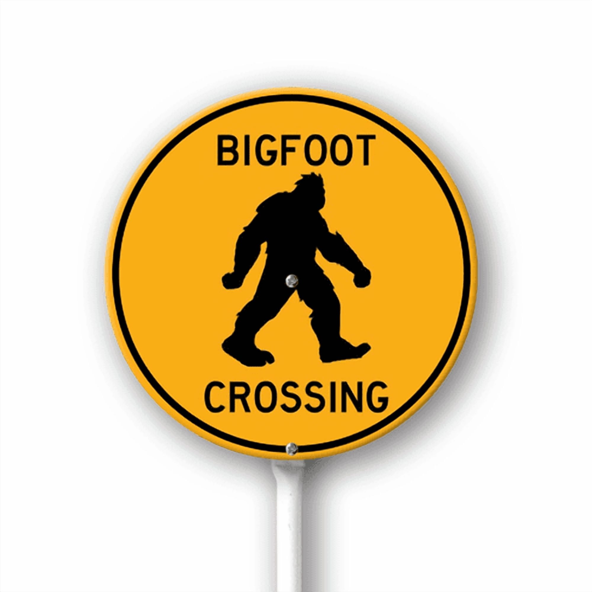 Eveokoki Bigfoot Crossing Round Sign with Metal Stake -9.2x9.2inch Lawn ...