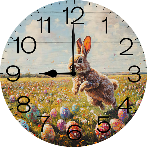 Eveokoki Bunny Playful Round Wall Clock Decorative, 12 Inch Battery ...