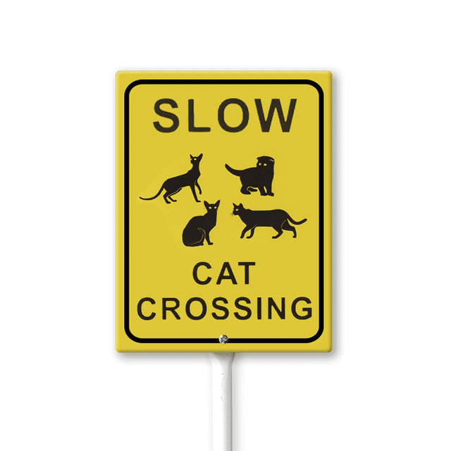 Eveokoki Cat Crossing Slow Sign With Stake For Neighborhoods Yard Farm ...