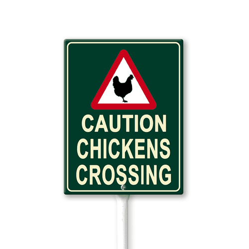Eveokoki Caution Chickens Crossing Yard Sign with Stake 7x8.8inch ...