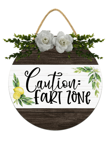 Eveokoki Caution Fart Zone Sign For Bathroom Door,Rustic Round Wooden ...