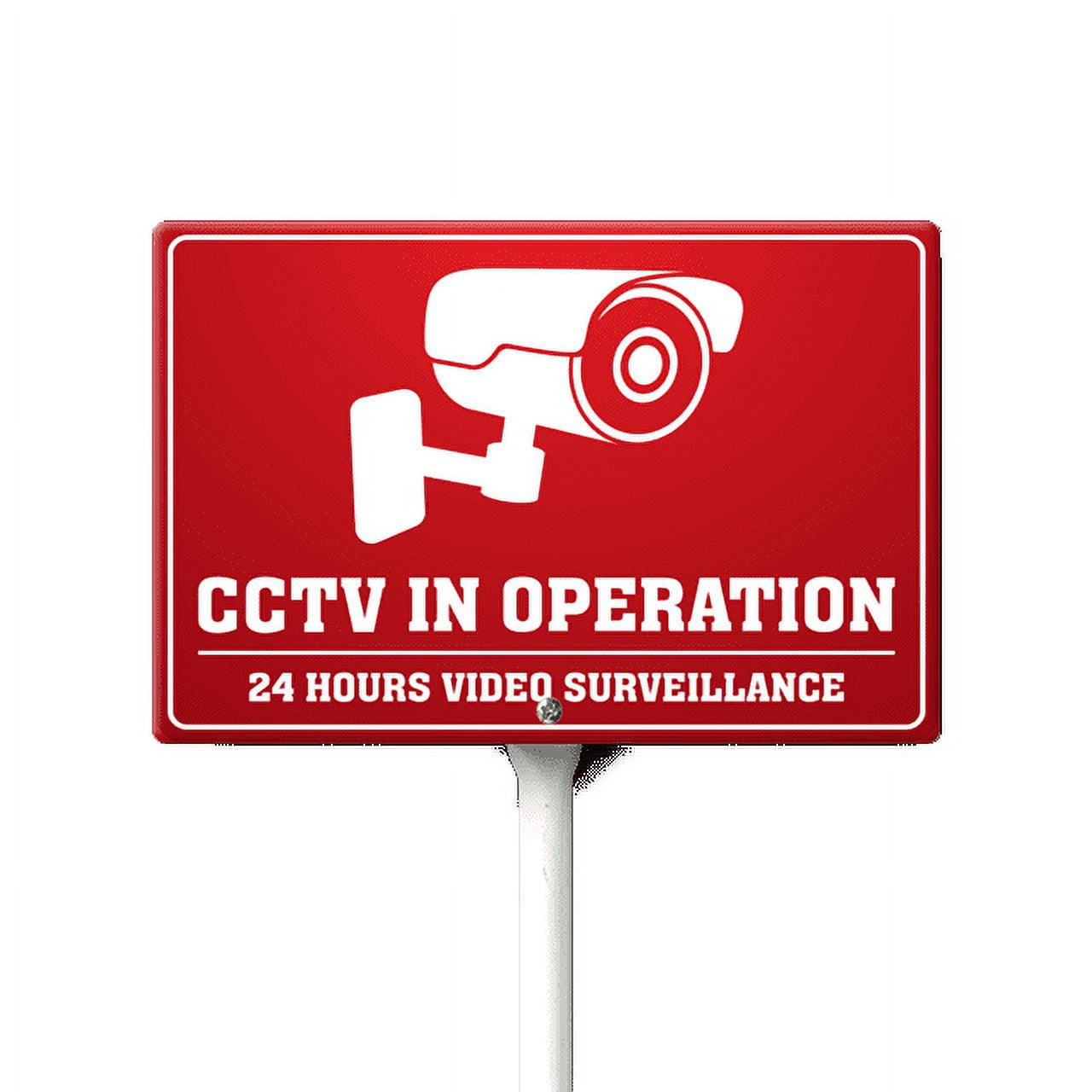 Eveokoki Cctv Camera Surveillance Sign with Stake -12x8inch Lawn Sign ...