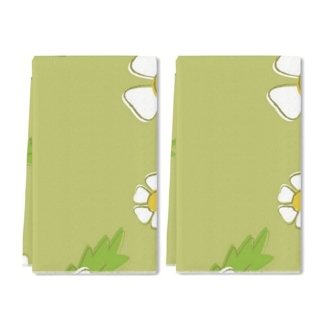 Eveokoki Chamomiles Kitchen Dish Towel Set of 2, Floral Ultra Absorbent ...