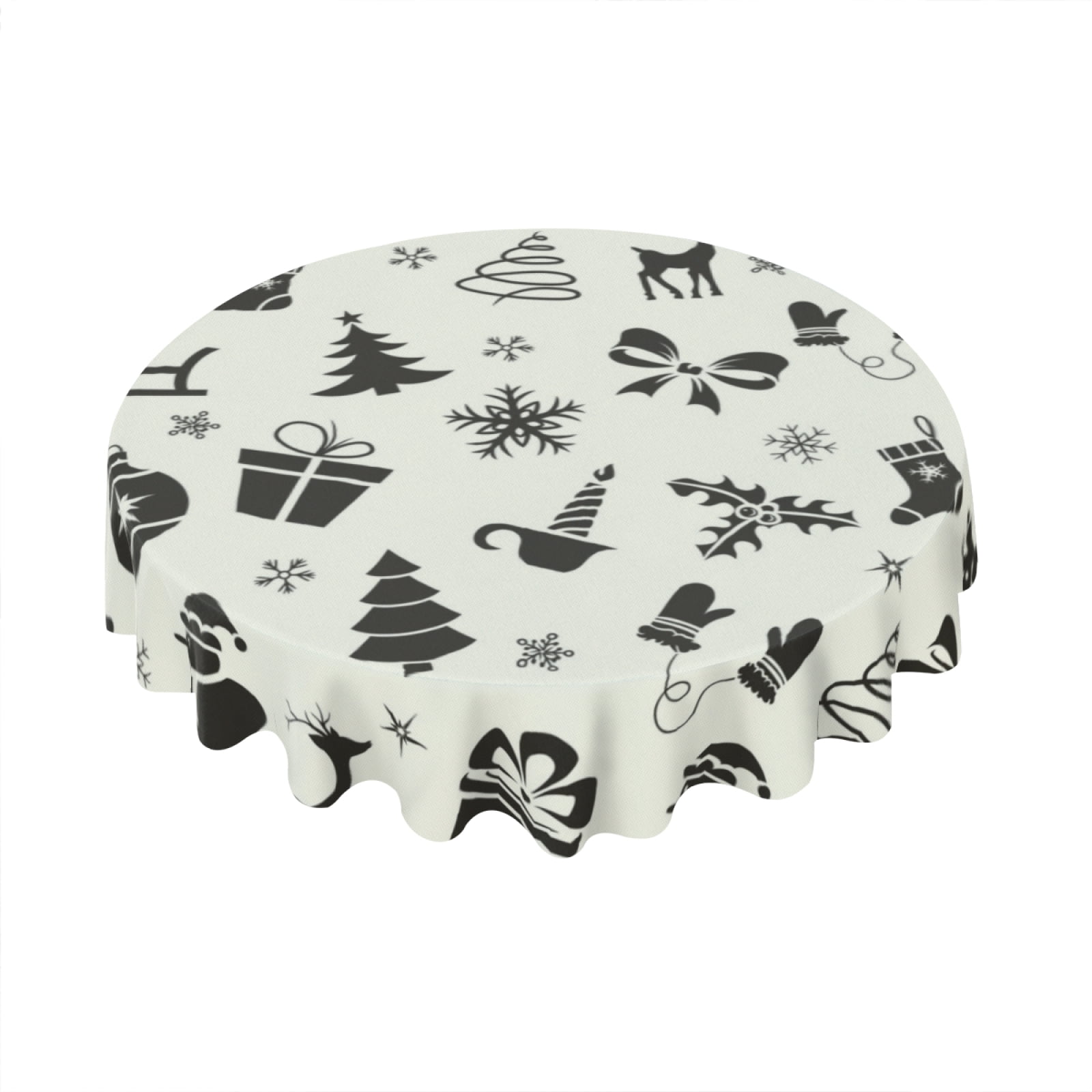 Eveokoki Christmas Pattern Round Tablecloths 60 Inch Holiday Tablecloth ...