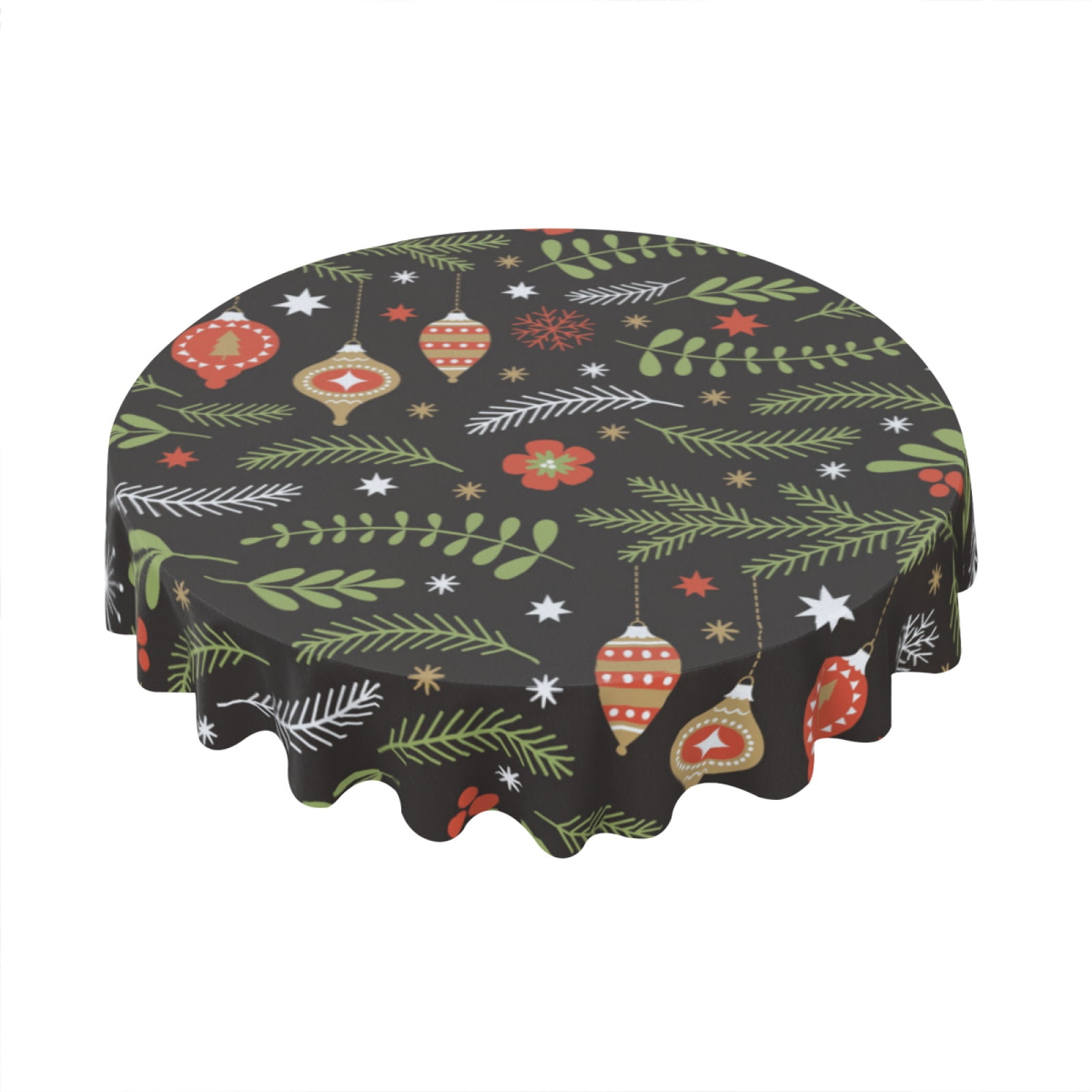 Eveokoki Christmas Pattern Round Tablecloths 60 Inch Holiday Tablecloth ...