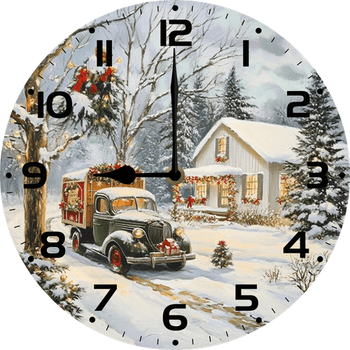 Eveokoki Christmas Tree House Wall Clock Large Silent Non-Ticking ...