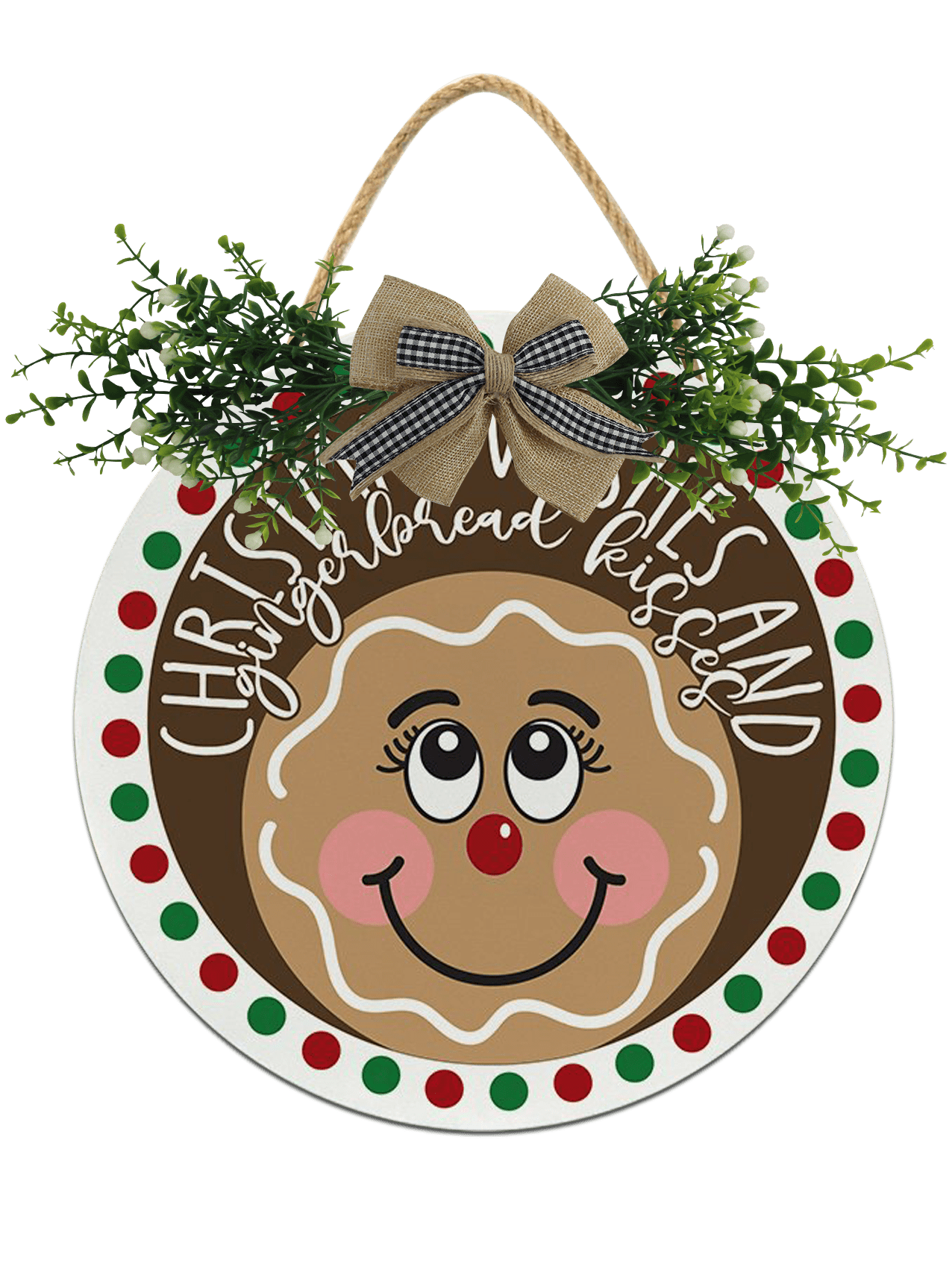 Eveokoki Christmas Wishes And Gingerbread Kisses Decorations Wreath ...