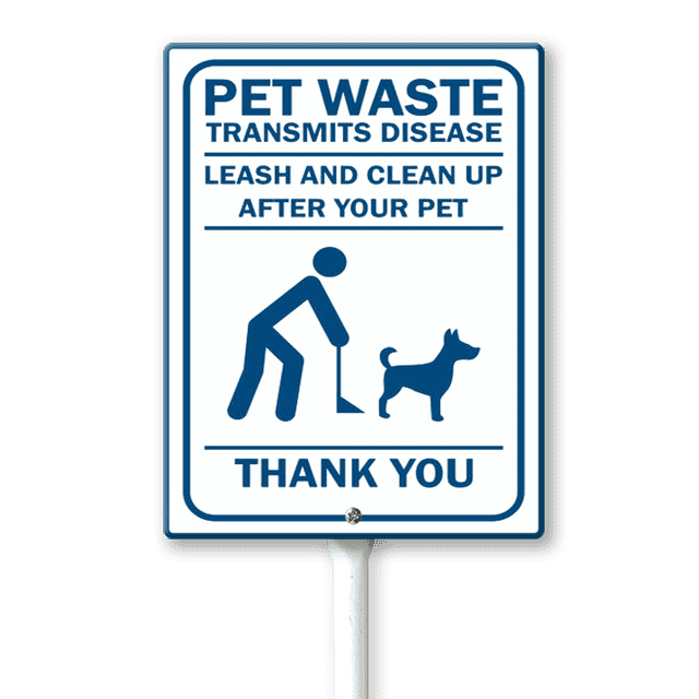 Eveokoki Clean Up Your Dog Waste 12" x 8" Yard Sign with Metal Stakes ...