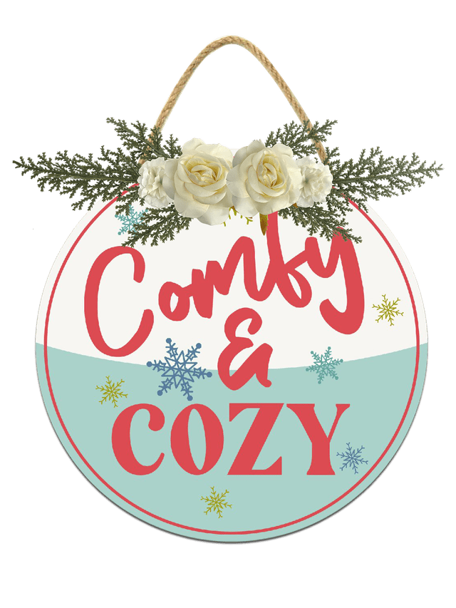 Eveokoki Comfy And Cozy Decorations Wreath, Wooden Hanging Sign Rustic ...