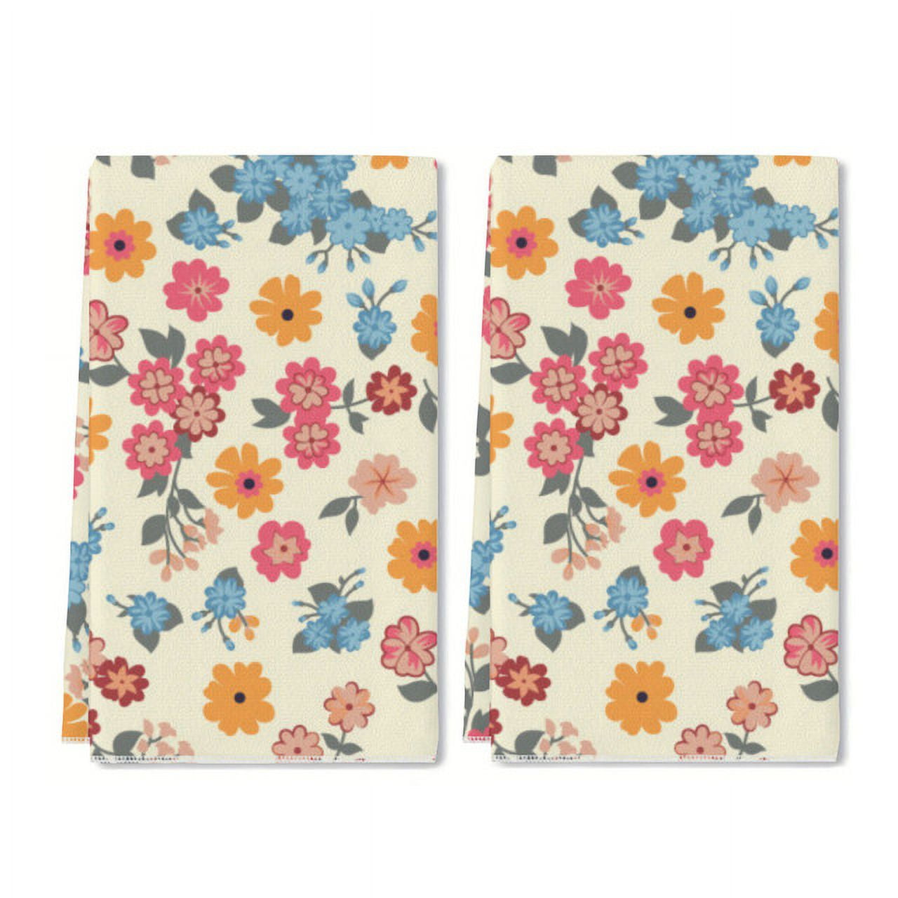 Eveokoki Cute Ditsy Print Flower Kitchen Dish Towel Set of 2, Floral Ultra Absorbent Hand Drying ...