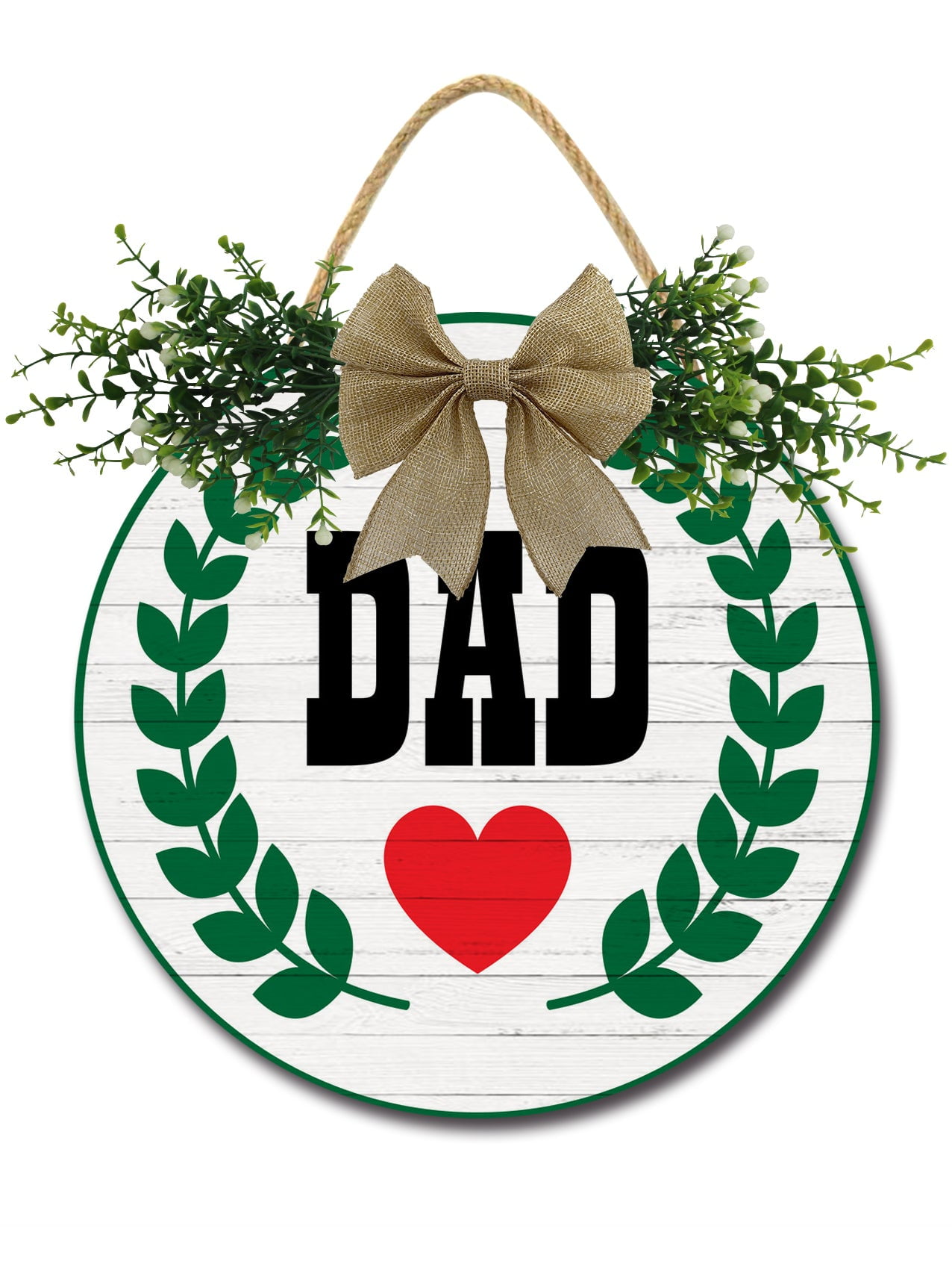 Eveokoki Dad Fathers Day Wooden Front Door Sign Rustic Round Wreath ...