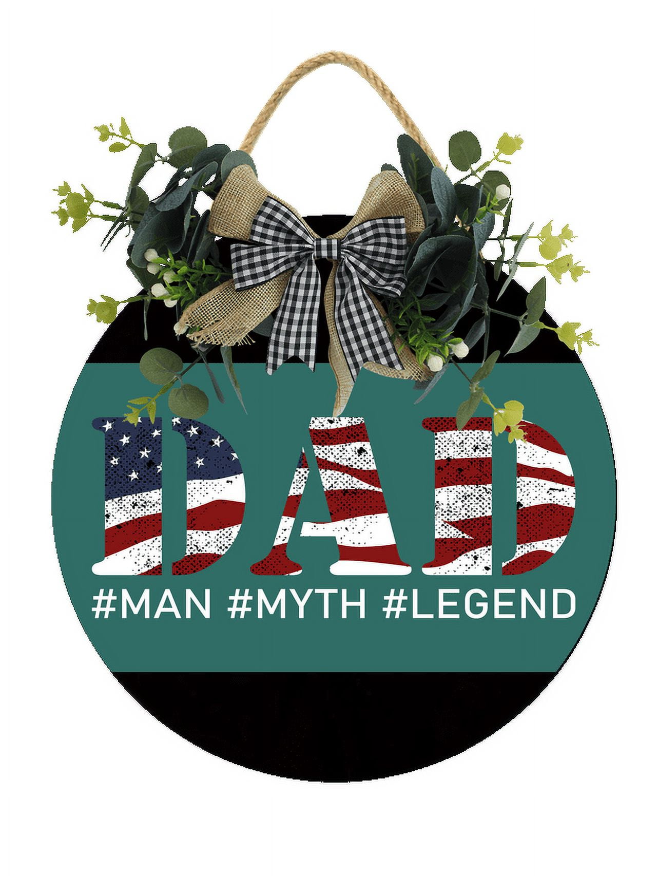 Eveokoki Dad Man Myth Legend Wooden Front Door Sign Rustic Round Wreath ...