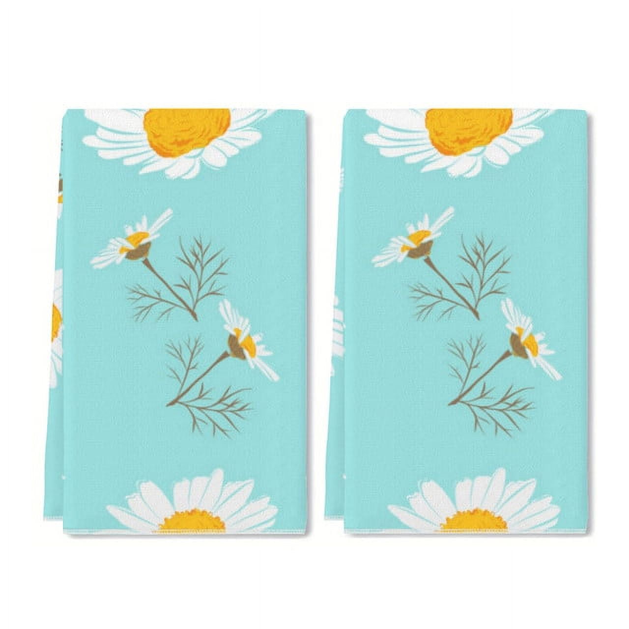 Eveokoki Daisy Kitchen Dish Towel Set of 2, Floral Ultra Absorbent Hand ...