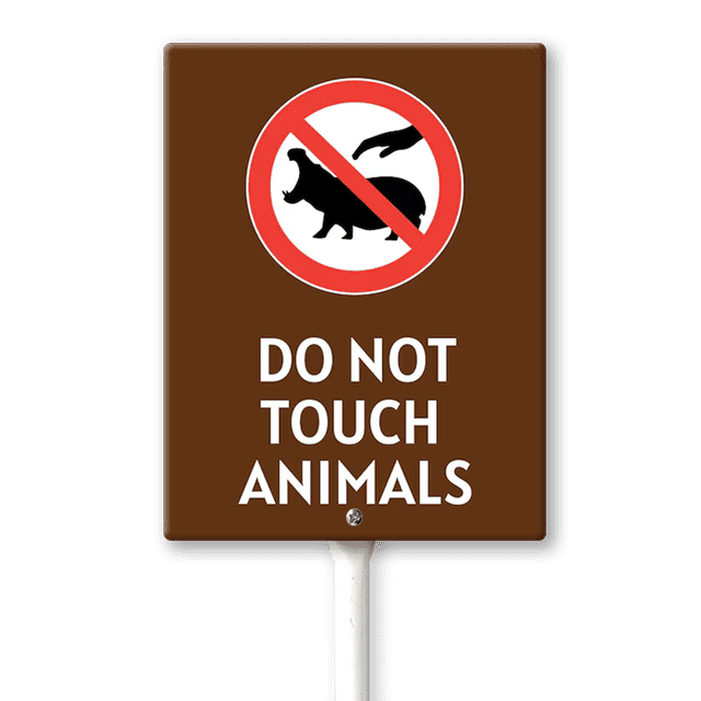 Eveokoki Do Not Touch Animals 8.8" x 7" Yard Sign with Metal Stakes ...