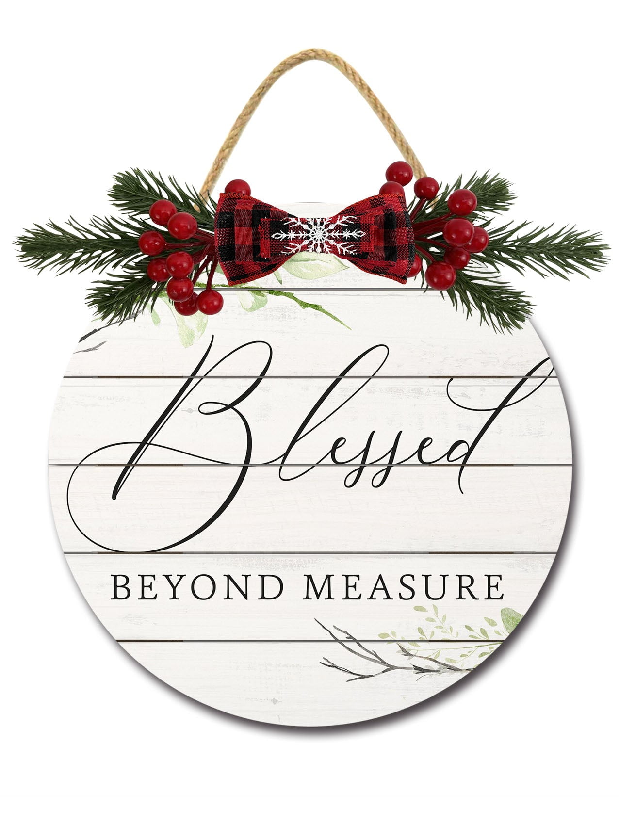 Eveokoki Door Decor Blessed Beyond Measure Sign for Front Door Porch ...